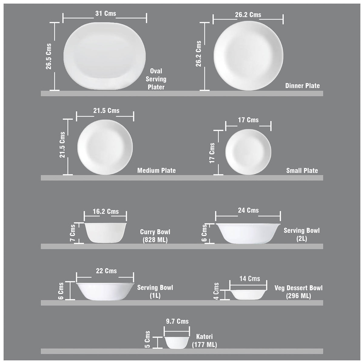 Corelle Livingware Elegance 4 Pcs Bachelor Set | 26cm Dinner Plate (2P ...