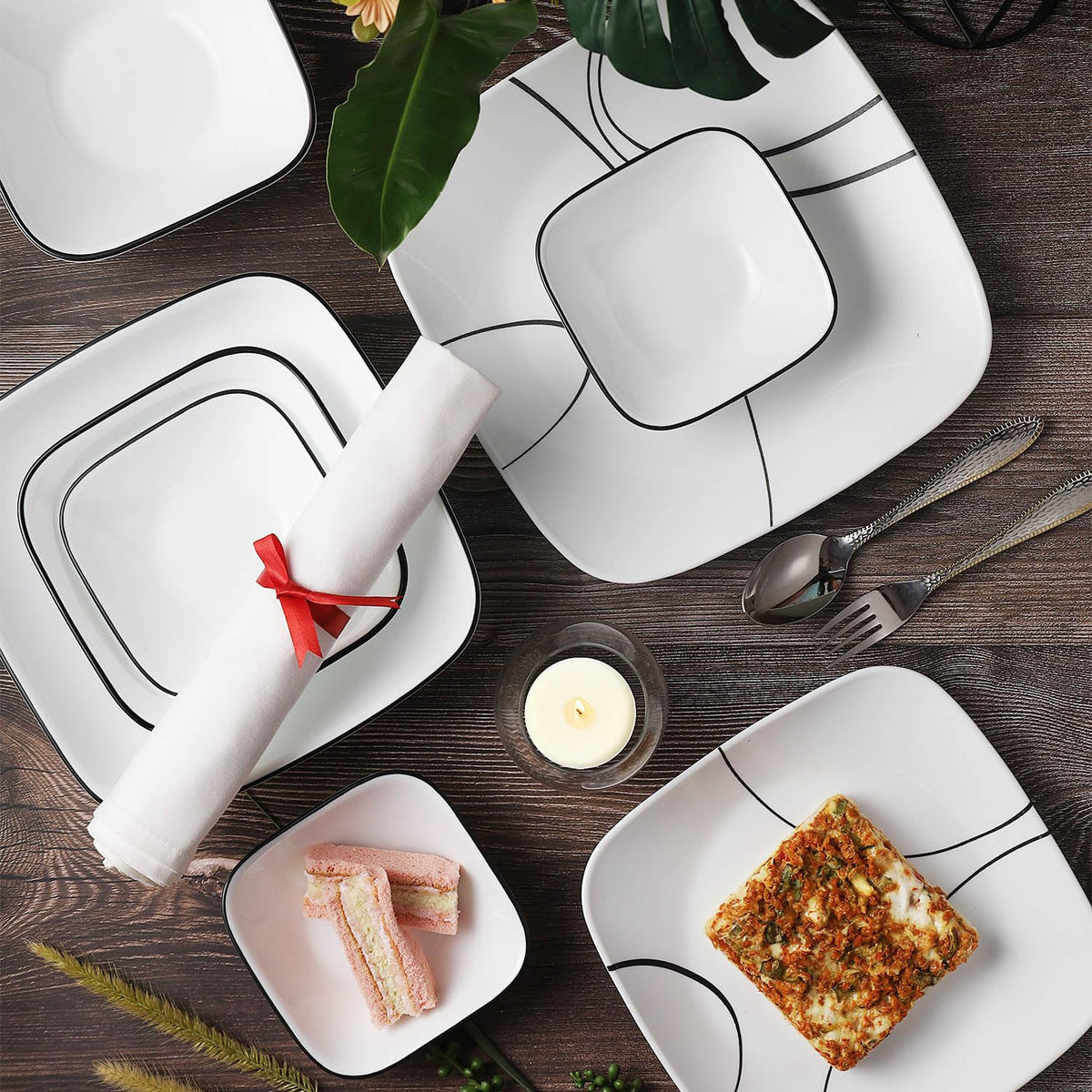Corelle Simple Lines Square Round 21 Pcs Dinner Set – Corellebrands