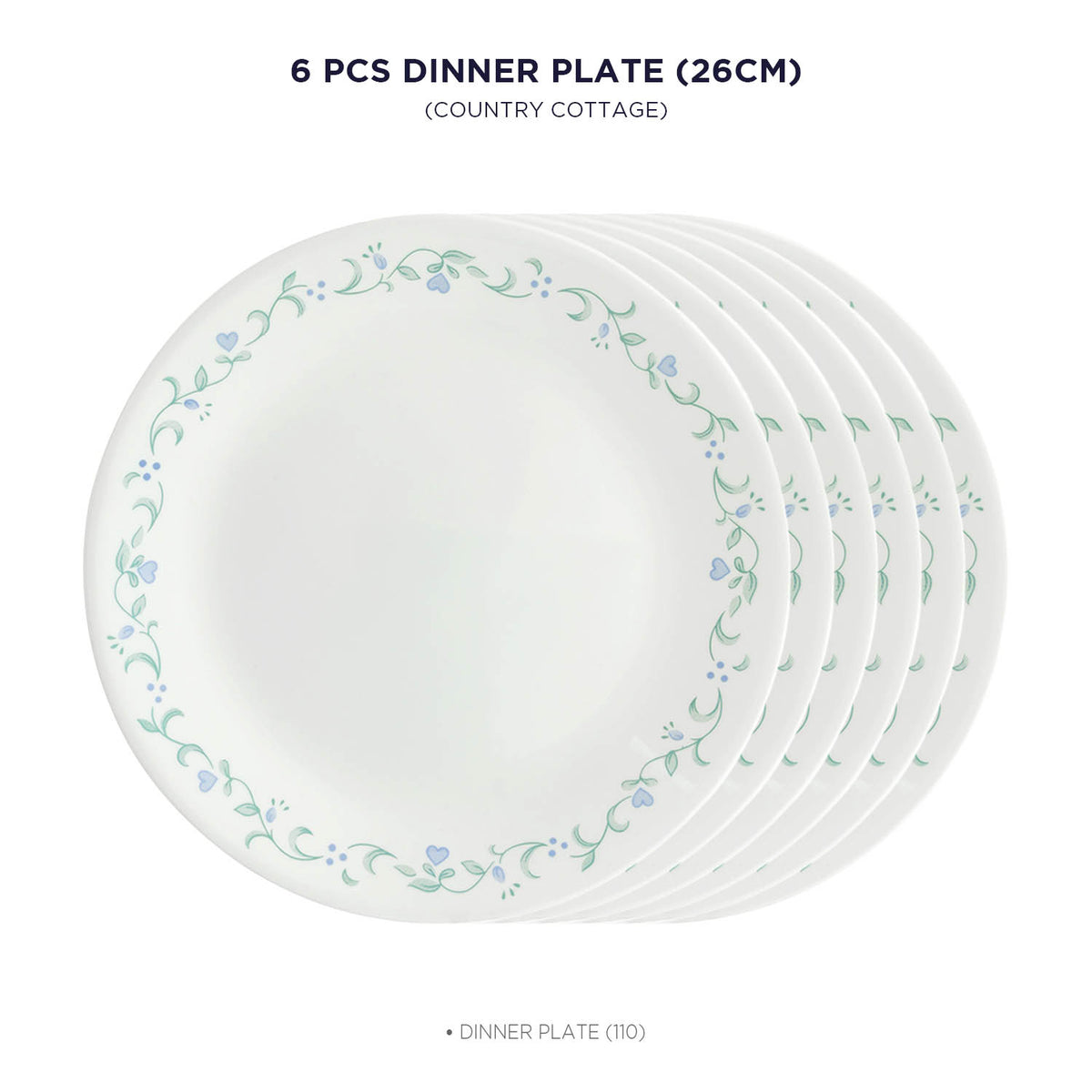 Corelle Country Cottage Glass Dinner Plate Pack of 6, 26CM, Multicolor ...